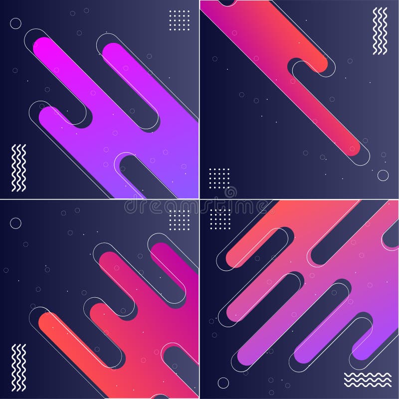 Pack of 4 Dynamic Shapes Compositions with Shining Stripes Creative ...