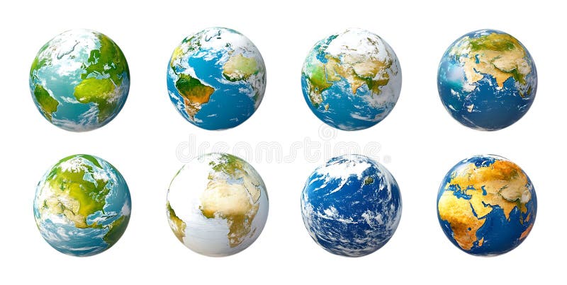 Pack of Earth Globe on Transparent Background Stock Illustration ...