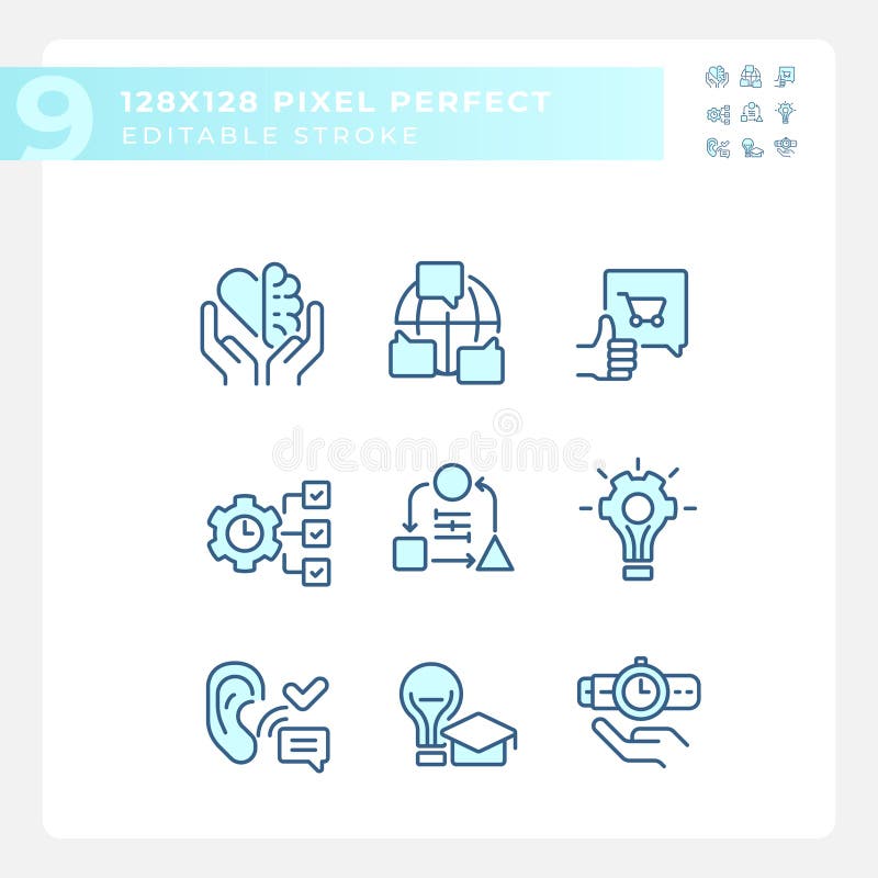 Pack of Editable Pixel Perfect Blue Soft Skills Icons Stock Vector ...