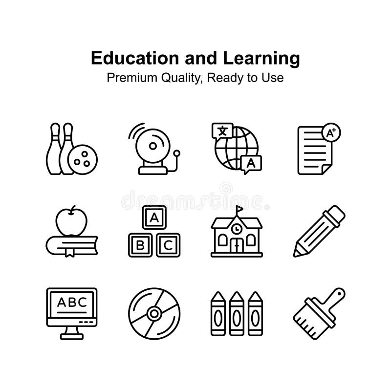 Pack of Education and Learning Icons in Modern Design Style Stock ...