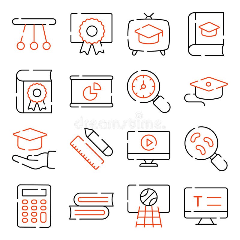 Pack of Education and Learning Linear Icons Stock Vector - Illustration ...