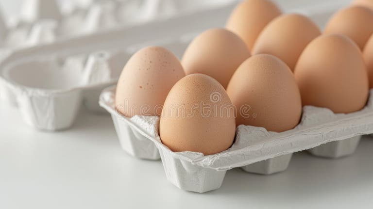 A Pack of Eggs Isolated on a White Background, a Cardboard Case ...