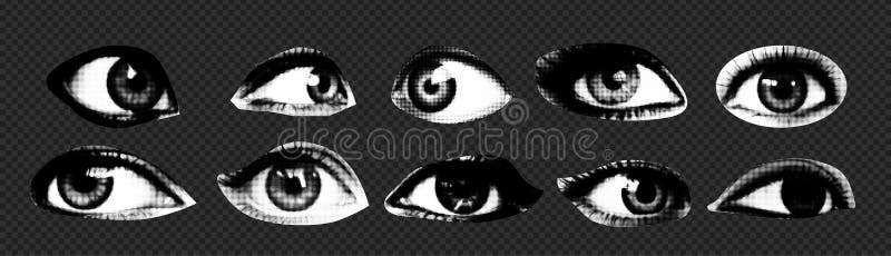 A Pack of Eyes Cut Out As If from a Magazine. an Isolated Look Stock ...
