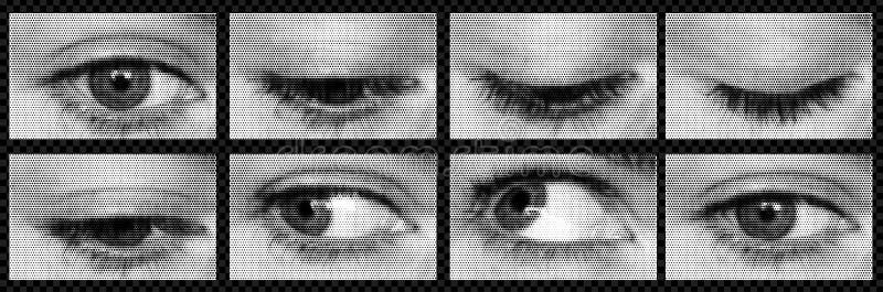 A Pack of Eyes Cut Out As If from a Magazine. an Isolated Look Stock ...