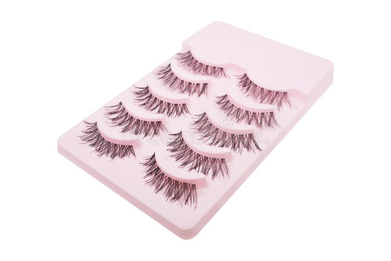 False Eyelashes Individual Lashes Pink Yellow Background Stock Photos ...