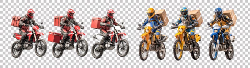 Pack of Fast Motorcycle Delivery Efficient Urban Transportation Against ...