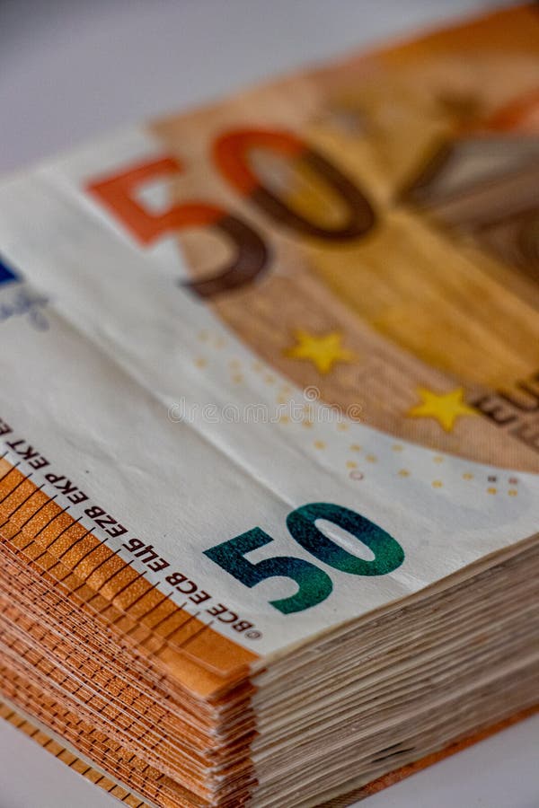 200 Euro Note with Bunch of 50 Notes Stock Photo - Image of money, euro ...