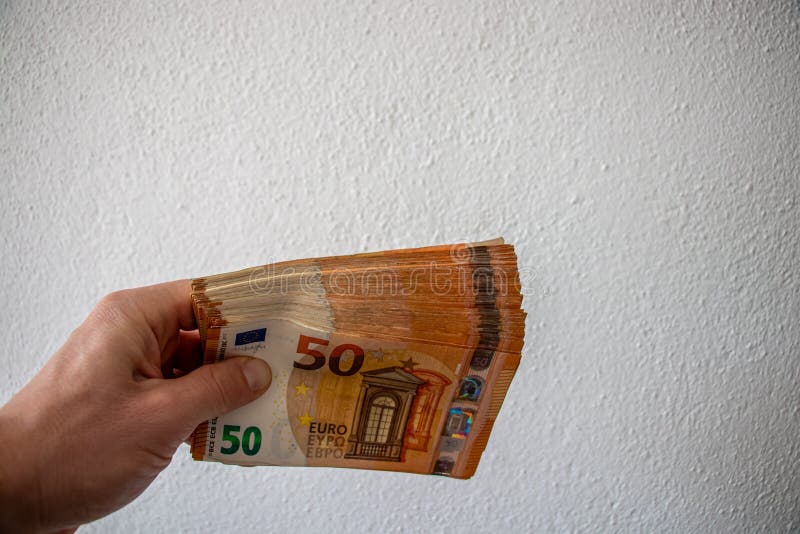 200 Euro Note with Bunch of 50 Notes Stock Photo - Image of money, euro ...