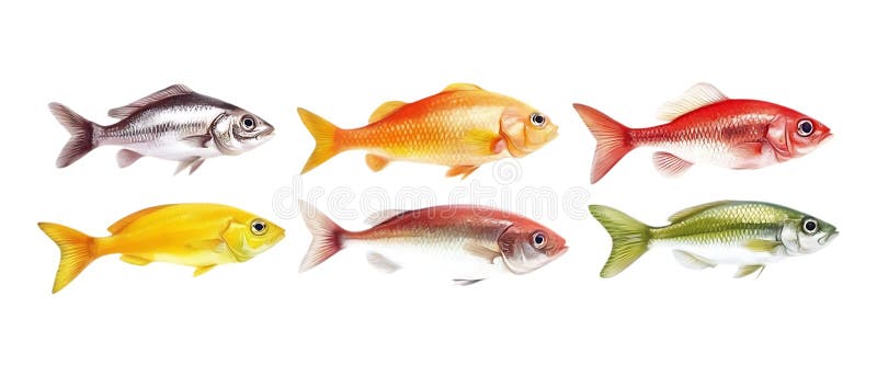 Pack of Fish Set Against Transparent Background for Culinary ...