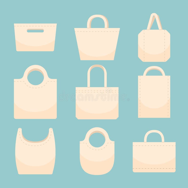 Pack of Flat Design Fabric Bag Vector Illustration. Stock Vector ...