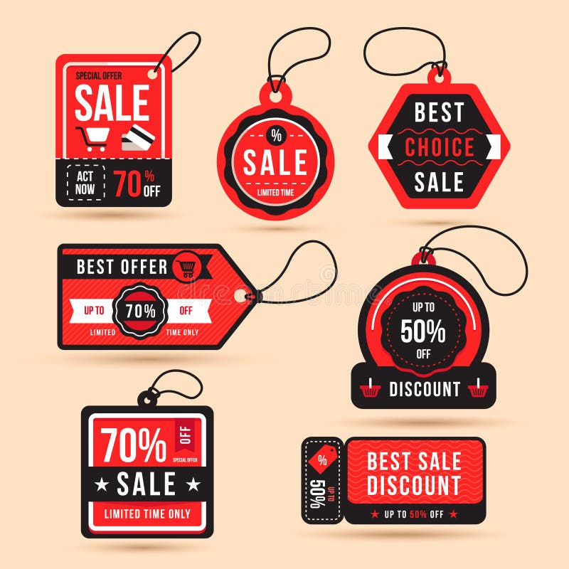 Pack of Flat Design Sales Tags Vector Illustration. Stock Vector ...