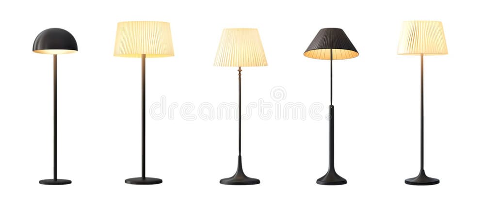 Pack of Floor Lamp Set Against Transparent Background for Home Decor or ...