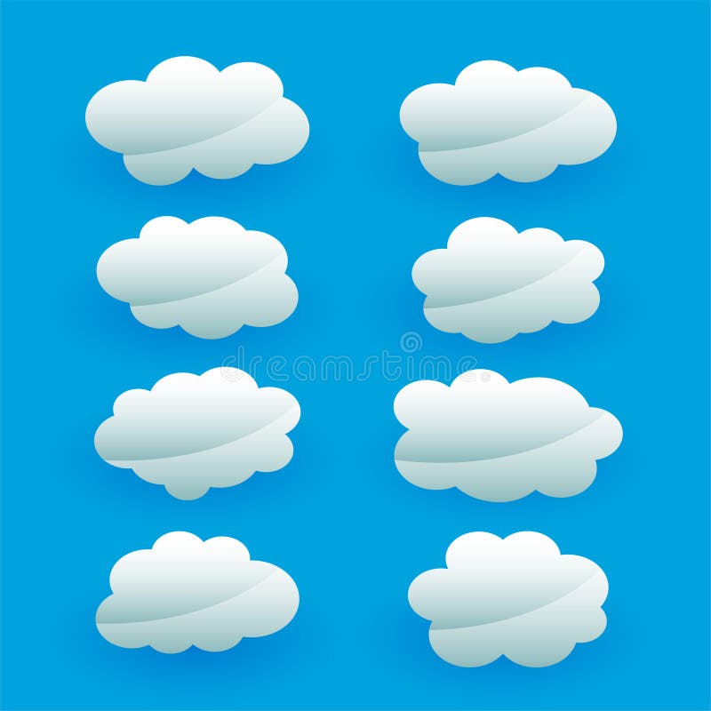 Pack of Fluffy Clouds Icon for Natural Climate Stock Vector ...
