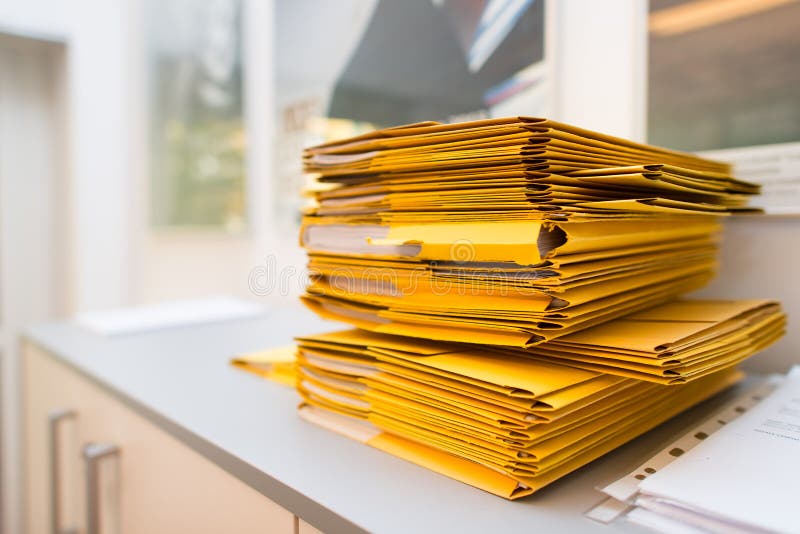 Pack of Folders with Documents in the Office Stock Photo - Image of ...