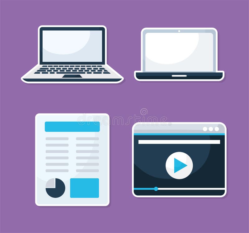 Four red Laptops stock illustration. Illustration of grey - 3803449