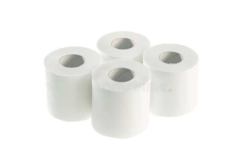 A Pack of Four Toilet Paper Rolls on a Clean Floor Stock Photo - Image ...