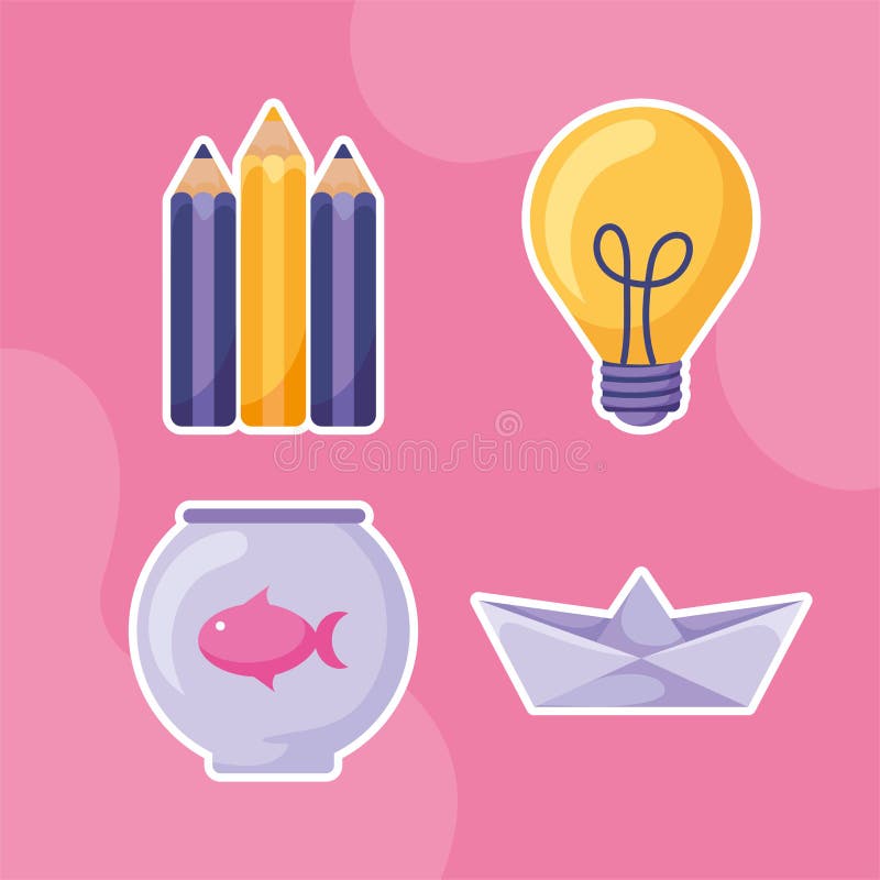 Four unique items stock illustration. Illustration of boat - 225227104
