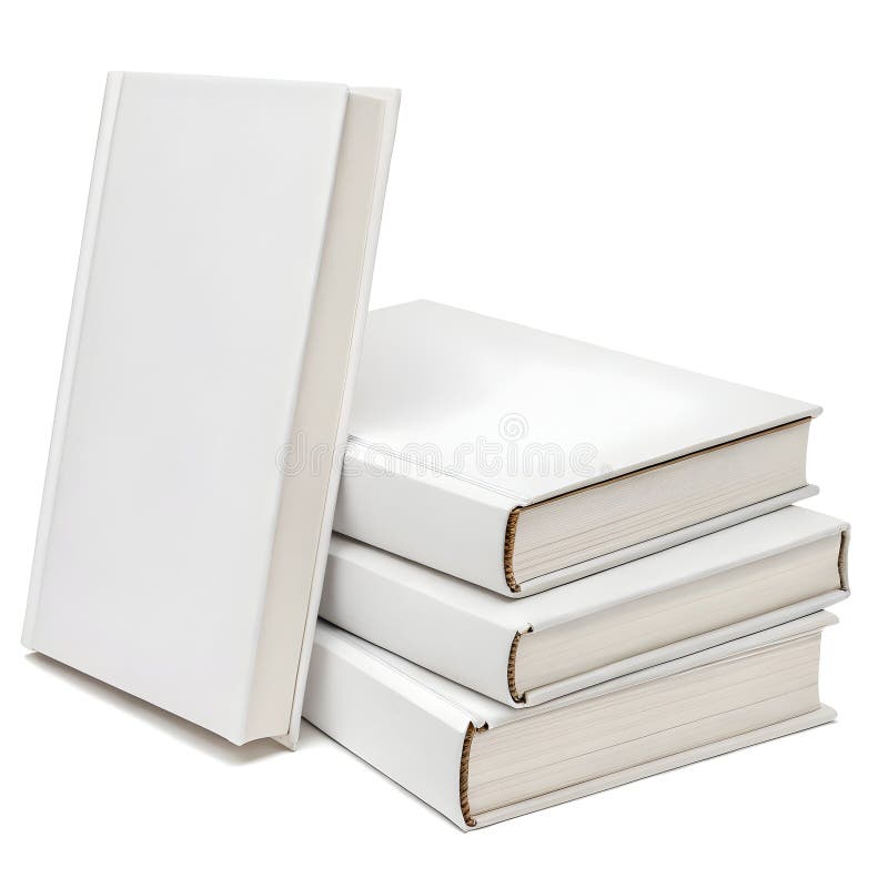 Pack of Four White Books Isolated on White Background Stock ...