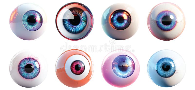 Pack Futuristic Eye Ball Set Against Transparent Background for Sci-fi ...