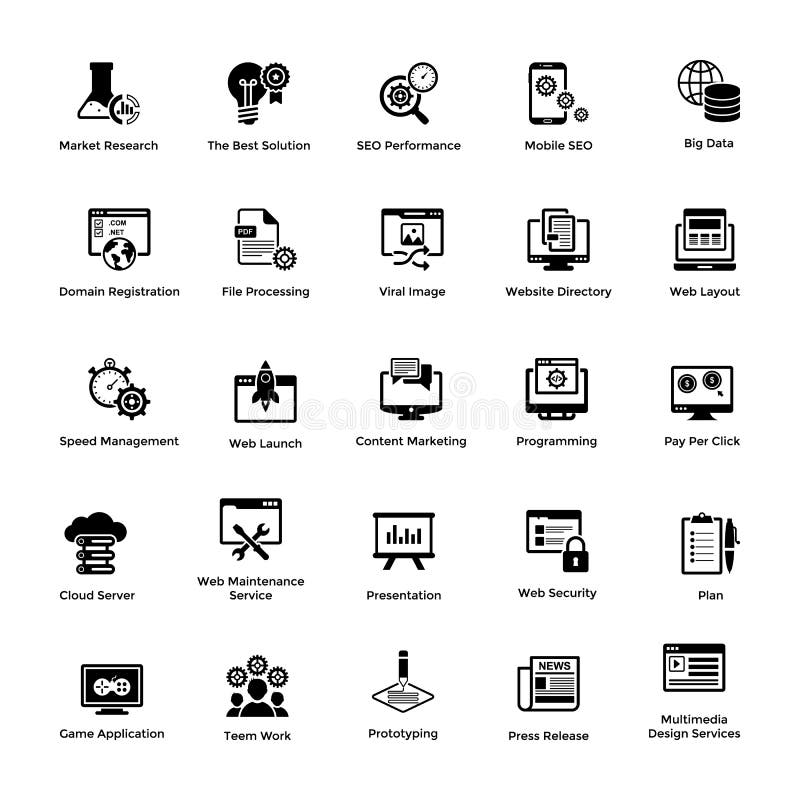Glyph Icons Design Pack Web and Graphic Designing Stock Illustration ...