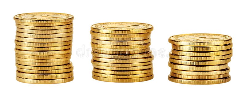 Pack of Gold Coin Stack on Transparent Background Stock Illustration ...