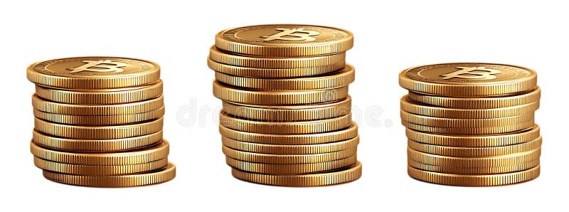 Pack of Gold Coin Stack on Transparent Background Stock Illustration ...