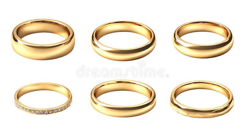 Pack of Gold Wedding Ring on Transparent Background Stock Illustration ...