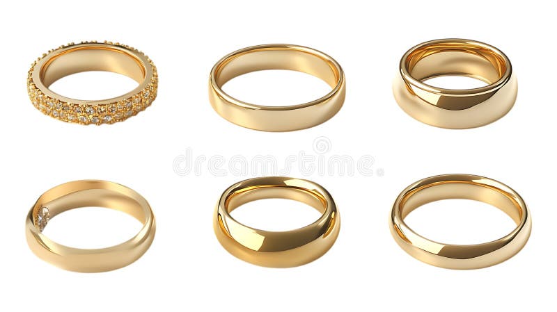 Pack of Gold Wedding Ring on Transparent Background Stock Illustration ...