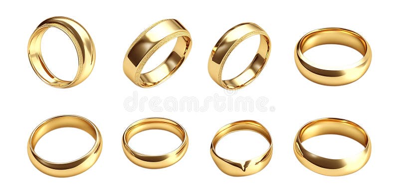 Pack of Gold Wedding Ring on Transparent Background Stock Illustration ...