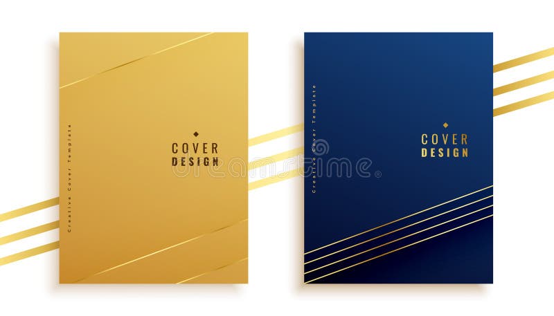 Pack of Golden and Blue Magazine Cover Layout Design Stock Illustration ...