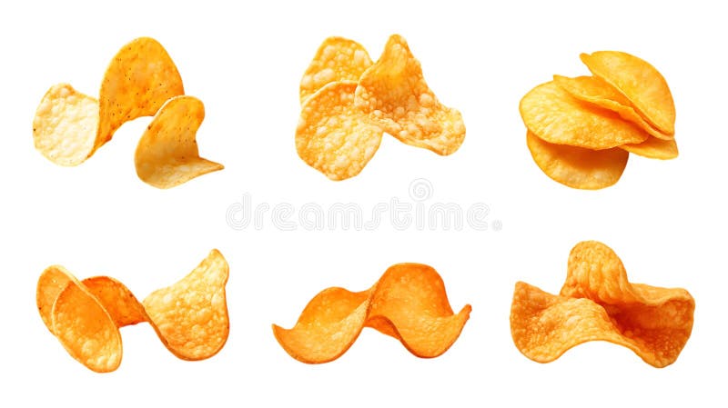 Pack of Golden Potato Chips on Transparent Background Stock ...