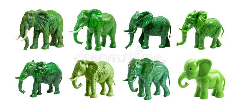 Pack of Green Elephant Toy on Transparent Background Stock Illustration ...