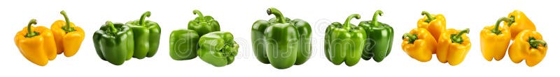 Pack of Green or Yellow Chili or Bell Pepper on Transparent Background ...