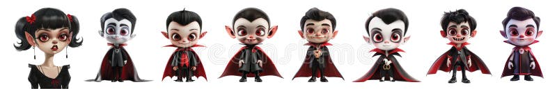 Pack of Halloween Dracula Vampire on Transparent Background Stock ...