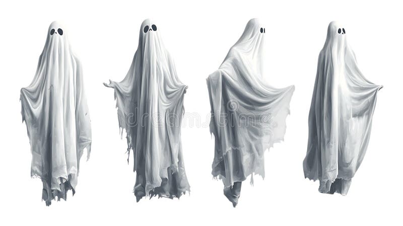Pack of Halloween Ghost on Transparent Background Stock Illustration ...