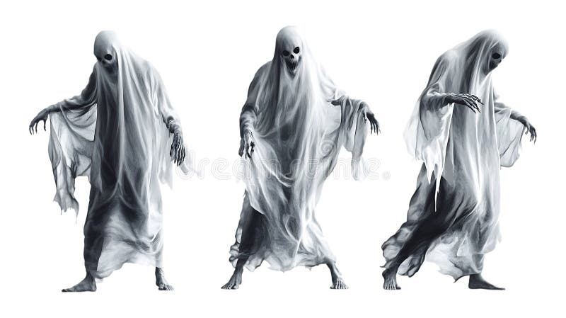 Pack of Halloween Ghost on Transparent Background Stock Illustration ...
