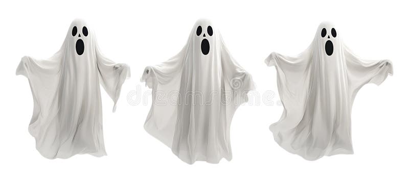 Pack of Halloween Ghost on Transparent Background Stock Illustration ...