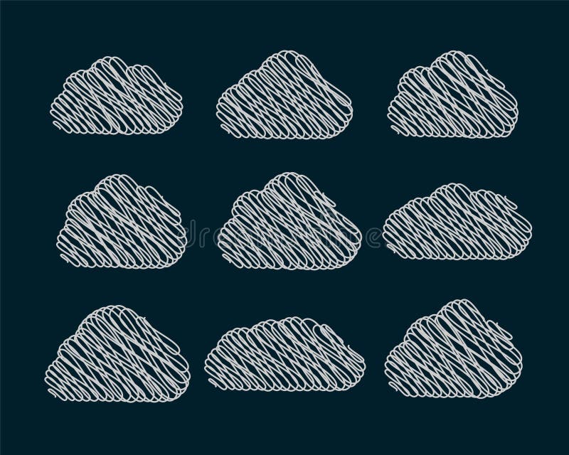 Pack of Hand Drawn Clouds Element in Flat Shape Stock Vector ...