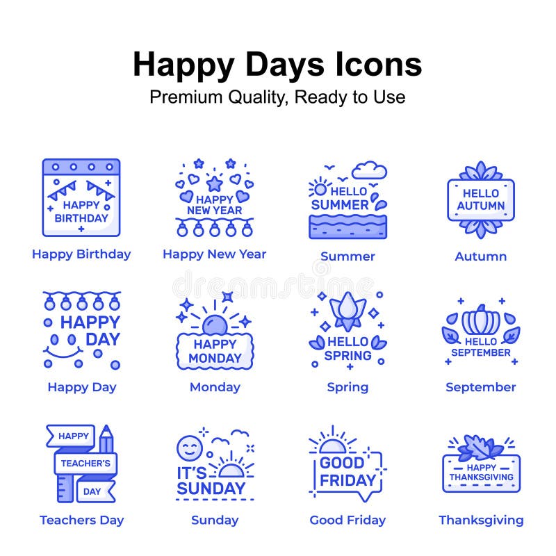 Pack of Happy Days Icons, Ready To Use in Websites and Mobile Apps ...