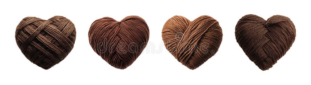 Pack of Heart Made with Brown Thread on Transparent Background Stock ...