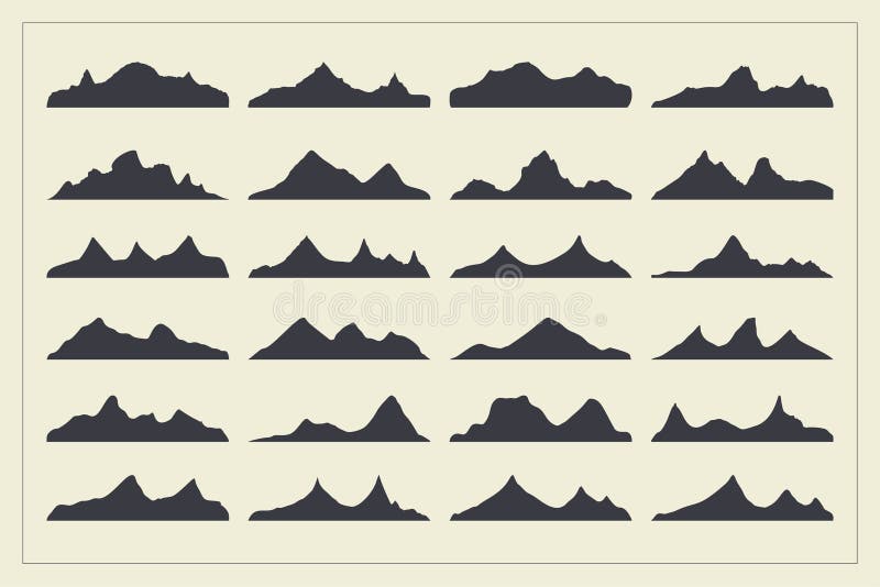 Pack of High Range Mountain Silhouette Background Design Stock Vector ...