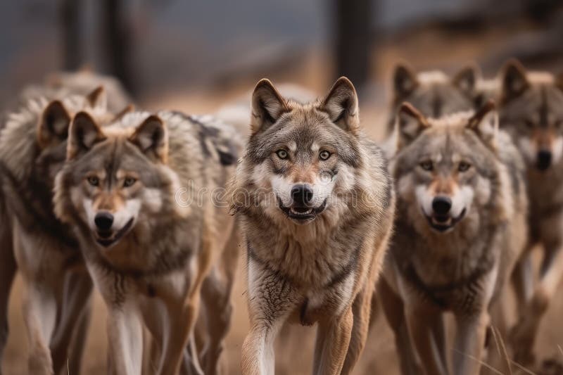 Pack Of Hungry Wolves Hunting In Winter Stock Illustration Illustration Of Snow Wood 276127381