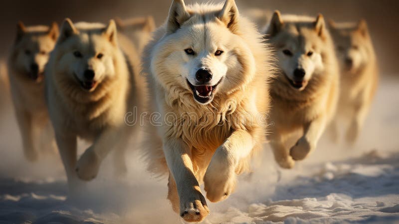 A Pack of Hungry Wolves Running after Prey Stock Illustration ...