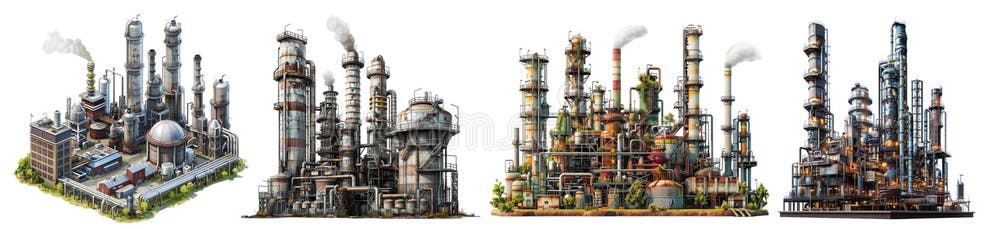 Pack of Industry Factory on Transparent Background Stock Illustration ...