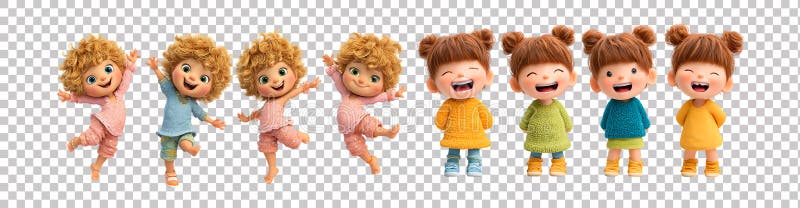 Pack of Joyful Kids Animated Character Designs Perfect for Projects ...
