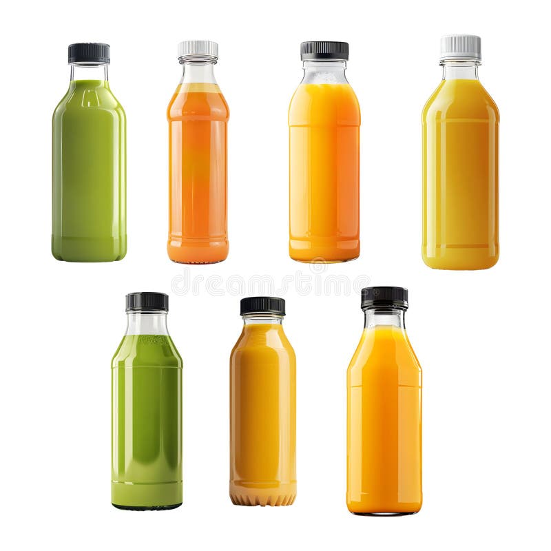 Pack of Juice Bottle on Transparent Background Stock Illustration ...