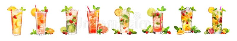Pack of Juice Glass on Transparent Background Stock Illustration ...
