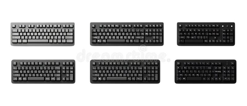 Pack of Keyboard Set of Five Different Poses Set Against Transparent ...
