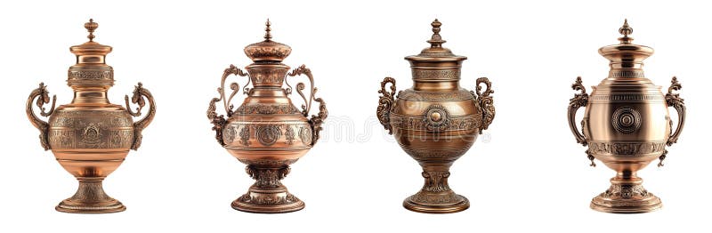 Pack of Large Cast Bronze Brass Copper Vase on Transparent Background ...