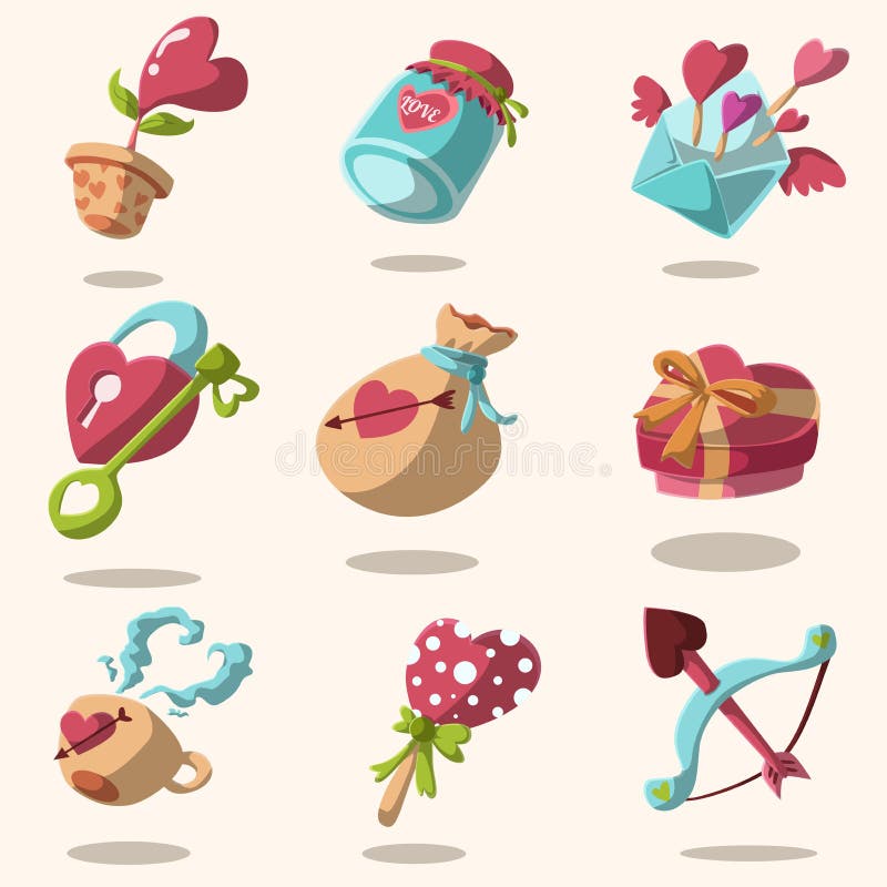Pack of love stickers stock vector. Illustration of cute - 172110789